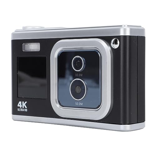 HD 4K Digital Camera, Autofocus Compact Digital Camera Dual Lens Dual Screen for Photography (Black)