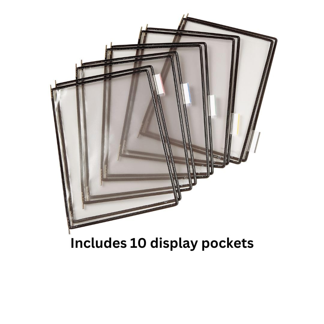 Tarifold® Desktop Reference and Display System, 10 Double-Sided Pockets, Letter-Size, Black-Framed (D271)