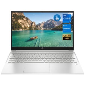 hp pavilion laptop, 15.6" fhd touchscreen, intel core i7-1255u, 64gb ram, 2tb ssd, webcam, hdmi, wi-fi 6, backlit kb, fingerprint reader, windows 11 home, silver