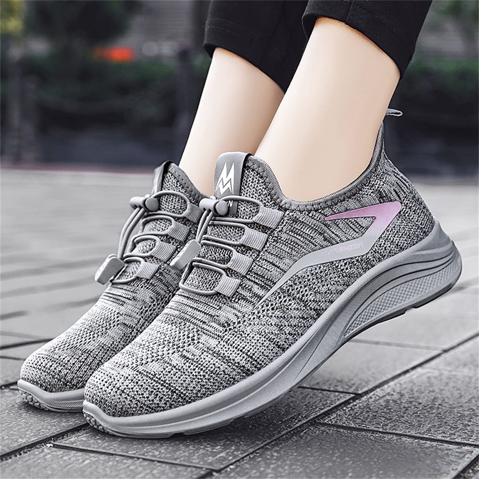 Womens Running Shoes Lace-Up Platform, Leather Running Shoes for Men Closed Toe Canvas Wide Width Smeakers Support Casual Shoes Unisex Fashion Outdoor Running Shoe D-Grey