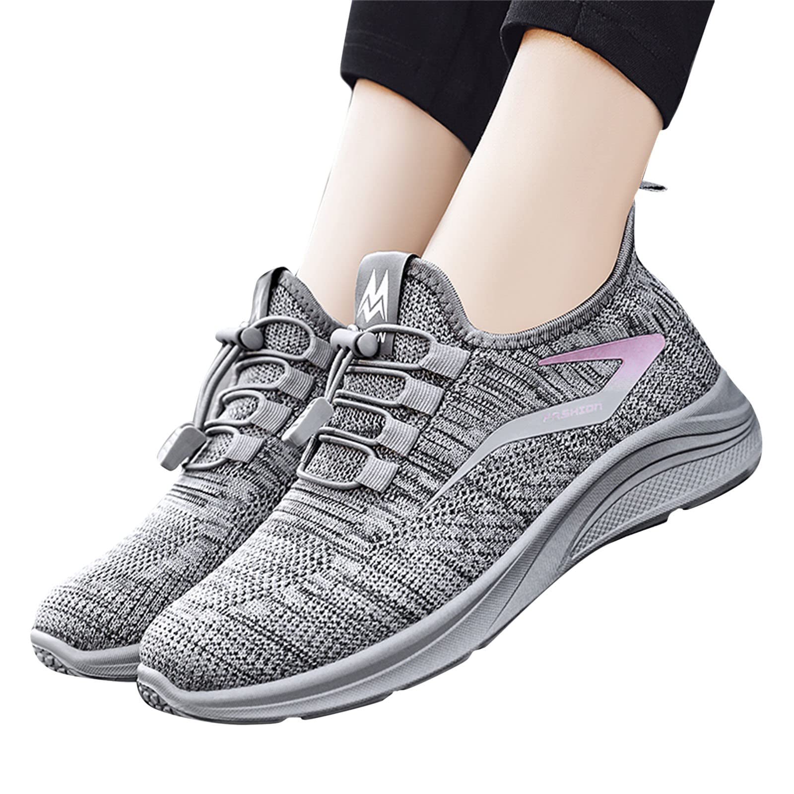 Womens Running Shoes Lace-Up Platform, Leather Running Shoes for Men Closed Toe Canvas Wide Width Smeakers Support Casual Shoes Unisex Fashion Outdoor Running Shoe D-Grey