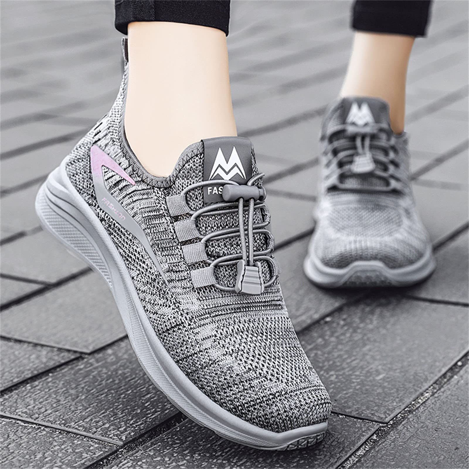 Womens Running Shoes Lace-Up Platform, Leather Running Shoes for Men Closed Toe Canvas Wide Width Smeakers Support Casual Shoes Unisex Fashion Outdoor Running Shoe D-Grey