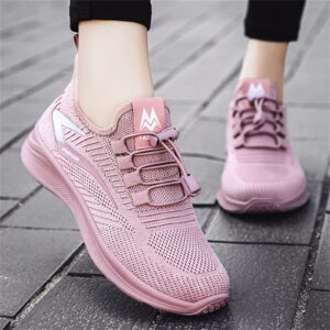 Womens Running Shoes Walking Fashion Strappy, Volleyball Shoe Canvas Mesh Knit Sneakers Low Top Simple Wedge Comfortable Casual Shoes Unisex Fashion Autumn D-Pink