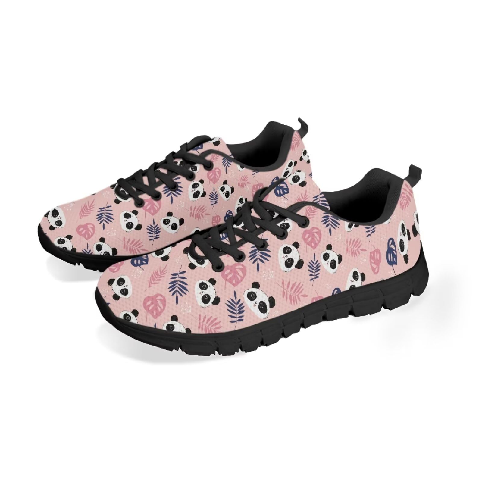 SYtrade Anime Panda Leaves Pink Women's Fashion Athletic Casual Shoes Breathable Lightweight Running Shoes for Women