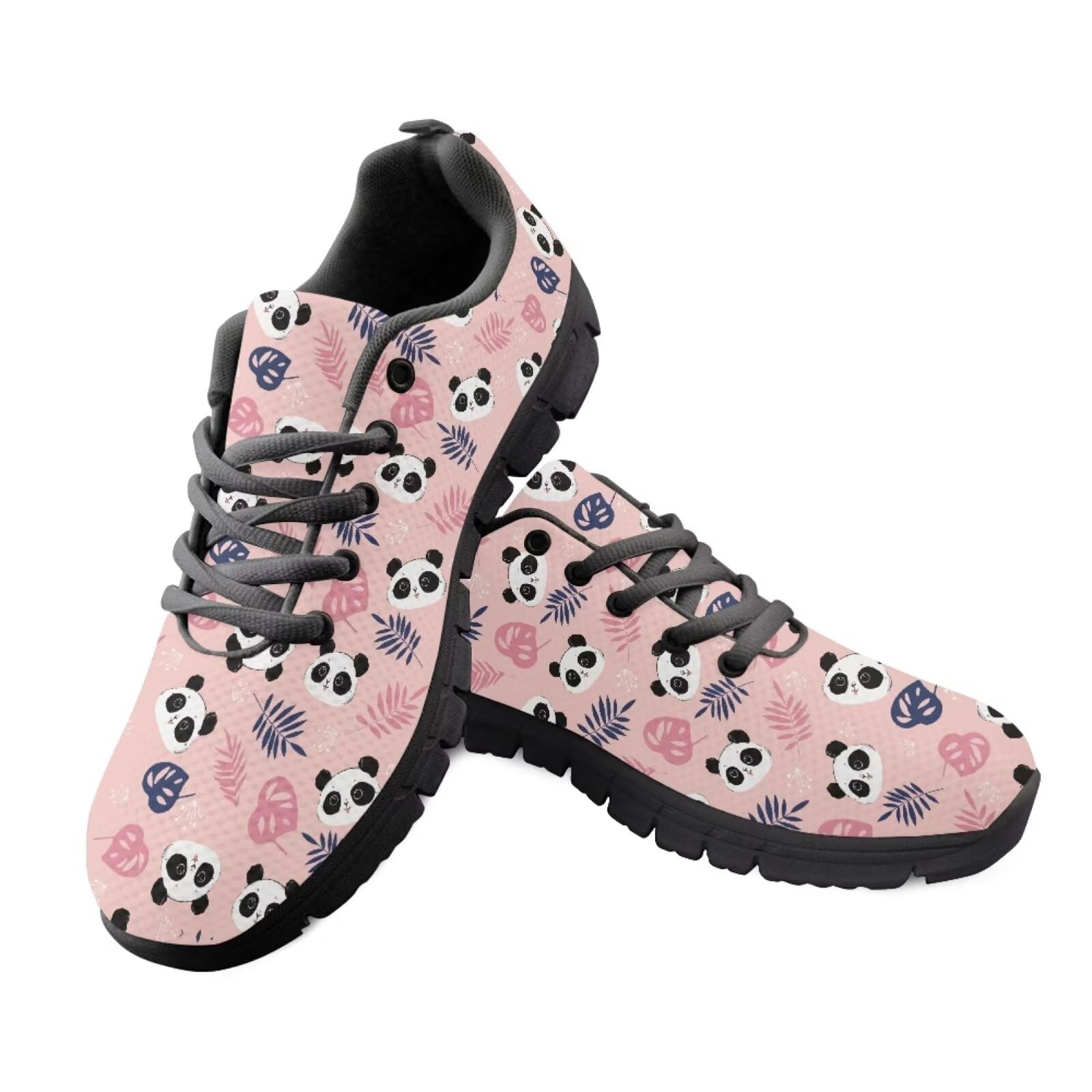 SYtrade Anime Panda Leaves Pink Women's Fashion Athletic Casual Shoes Breathable Lightweight Running Shoes for Women