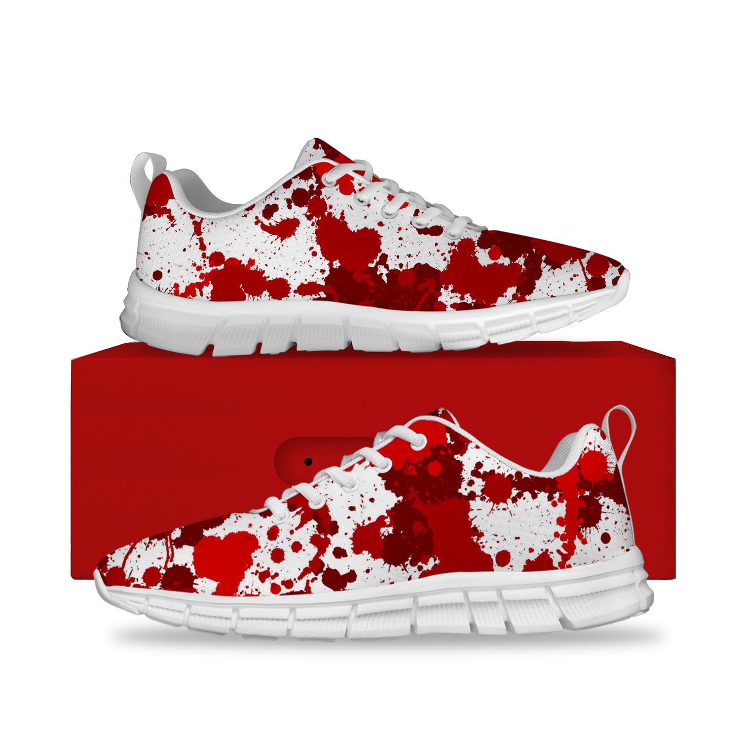 ocmogic Blood Shoes for Women Men Running Walking Tennis Sneakers Blood Splatter Bloody Halloween Shoes Gifts for Her Him,Size 8.5 Men/10 Women Black