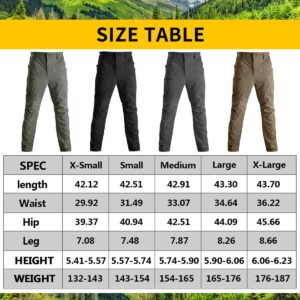 HAN·WILD Men's Tactical Pants Hiking Cargo Pant Lightweight Tear-Resistant Outdoor Combat Military Trousers Gray