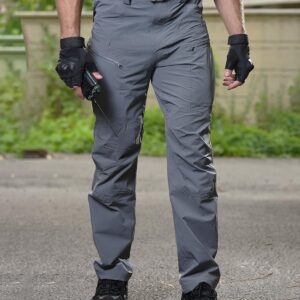 HAN·WILD Men's Tactical Pants Hiking Cargo Pant Lightweight Tear-Resistant Outdoor Combat Military Trousers Gray