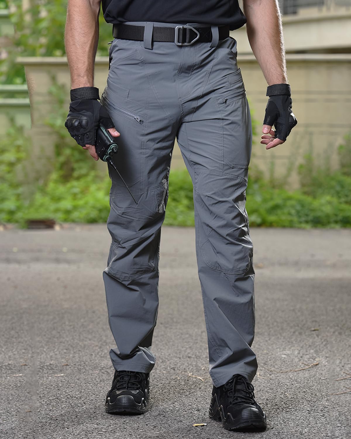 HAN·WILD Men's Tactical Pants Hiking Cargo Pant Lightweight Tear-Resistant Outdoor Combat Military Trousers Gray