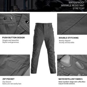 HAN·WILD Men's Tactical Pants Hiking Cargo Pant Lightweight Tear-Resistant Outdoor Combat Military Trousers Gray