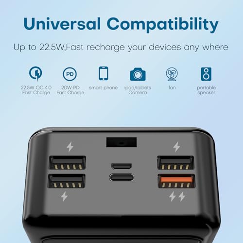 ENRIPRT Portable Charger Power Bank, 50000mAh Power Bank 22.5W PD and QC 4.0 Quick Charging with 5 Outputs & 3 Inputs,LED Display External Battery Pack for iPhone,Samsung,Tablet, iPad etc