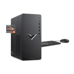 hp 2023 victus 15l gaming desktop pc, amd 6-core ryzen 5600g processor (up to 4.4 ghz), 16gb ram, 512gb ssd, amd radeon rx6400, mouse and keyboard, win 11 home, mica silver, with hdmi accessory