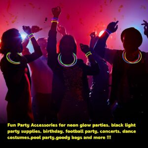 AZEN 100 Pcs Glow Sticks Bulk, 8 Inch Glow in the Dark Party Supplies Pack, Neon Party Favors Decorations Glow Necklaces and Glow Bracelets for Kids