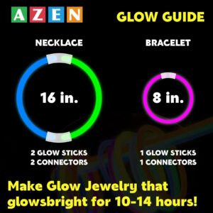 AZEN 100 Pcs Glow Sticks Bulk, 8 Inch Glow in the Dark Party Supplies Pack, Neon Party Favors Decorations Glow Necklaces and Glow Bracelets for Kids