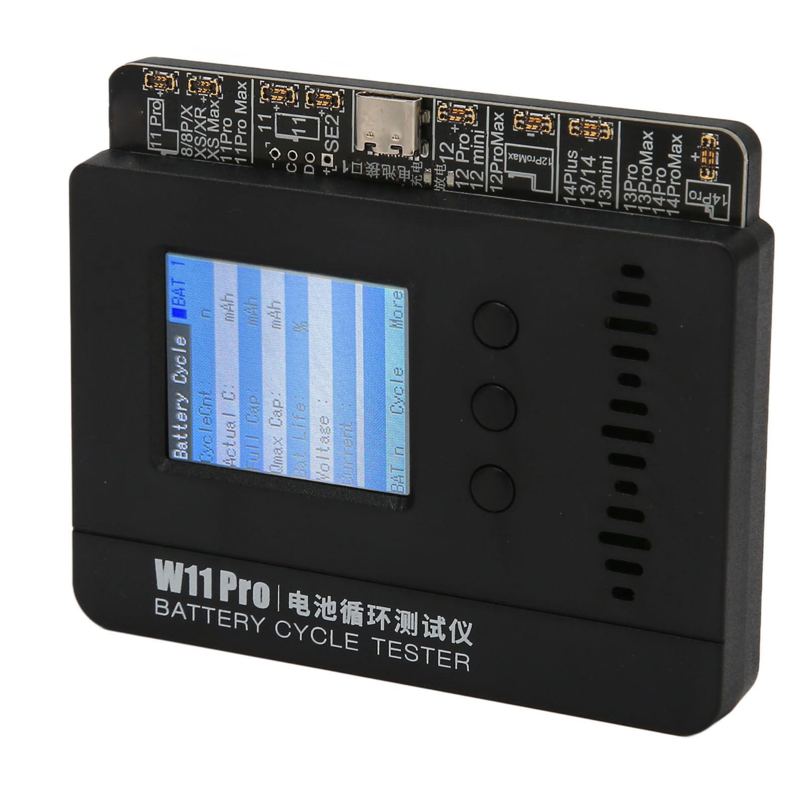 Battery Cycle Tester, Automatic Parameter Matching Small Battery Tester 1.8 Inch TFT Screen Low Power Consumption Ergonomic Design for Repair (US Plug)