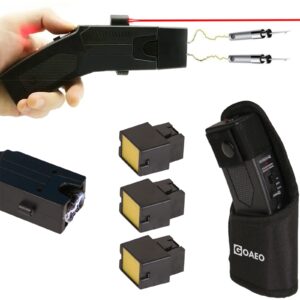 goaeo self-defense heavy duty stun gun for men & women,15 foot range,1.80 µc painful charge,led flashlight,safety switch