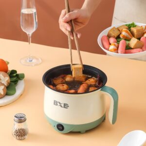 BXE 6-in-1 kitchen Electric Electric Hot Pot, Portable Multi Functional Travel Cooker Auto Power Off Rapid Heating Compact and Portable ，1.5L Rapid Noodles Cooker, Non-Stick Electric Pot Perfect for