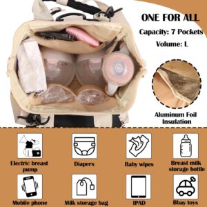 2 in 1 Breast Pump Bag, Portable Pump Bag for Backpack/Shoulder/Cross-Body Compatible with Momcozy, Breast Pump Travel Bag with 7 Pockets and Detachable Strap, Grab and Go