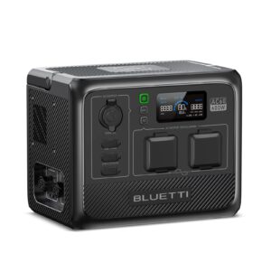 bluetti portable power station ac60, 403wh lifepo4 battery backup w/ 2 600w (1200w surge) ac outlets, 1 hour fast charge, dustproof and water resistant solar generator for camping, trip, power outage