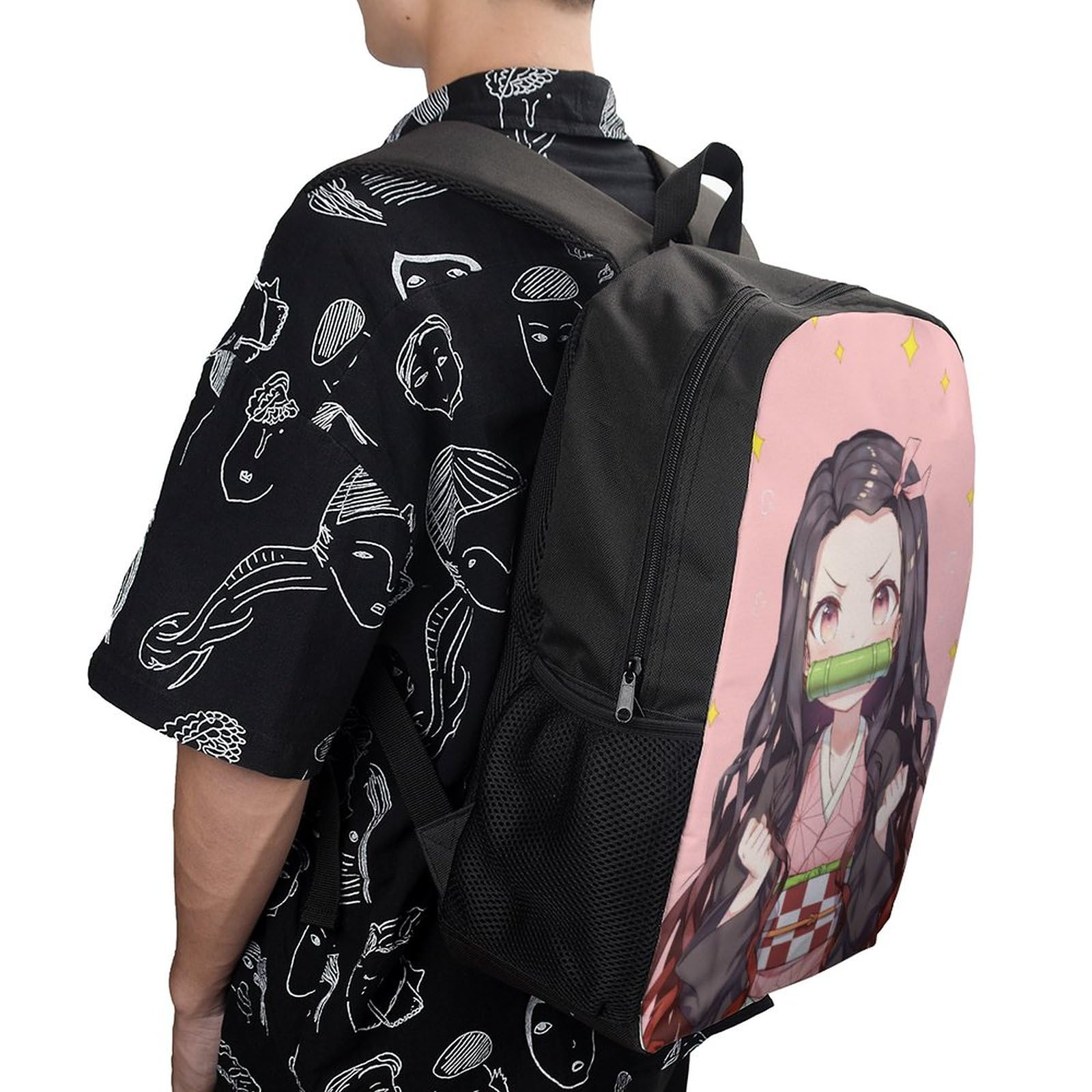 Yofuieh 17 Inch Anime Theme Backpack Travel Outdoor Large Capacity Laptop Bag