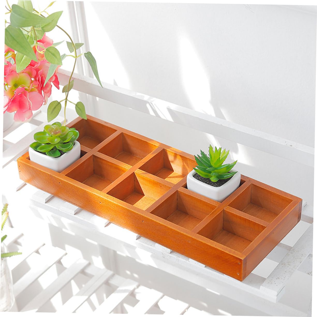 Veemoon 2 pcs office drawer wooden drawer bamboo serving tray decorative tray Desktop Organizer wood grid organizer wooden storage Jewelry Box storage tray tea box small wooden box dog