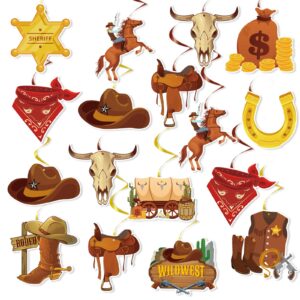 gameza west cowboy party decorations - 32pcs western party decorations hanging swirls wild west cowboy rodeo theme birthday party decorations cowboy baby shower party decorations supplies