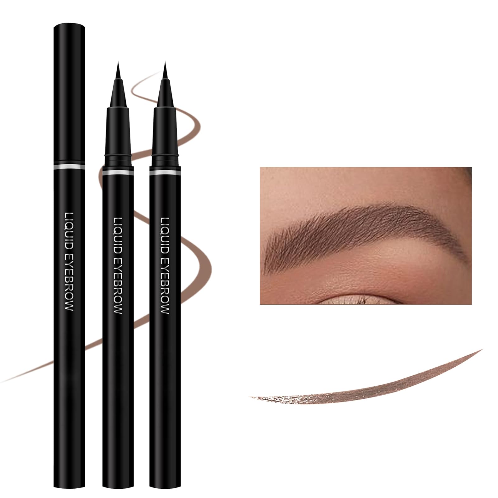 Ponhey 2Pcs Ultra-Fine Waterproof Eyeliner Liquid Eyebrow Pencil Long-Lasting Smudge-Proof Quick Drying Eye Liner