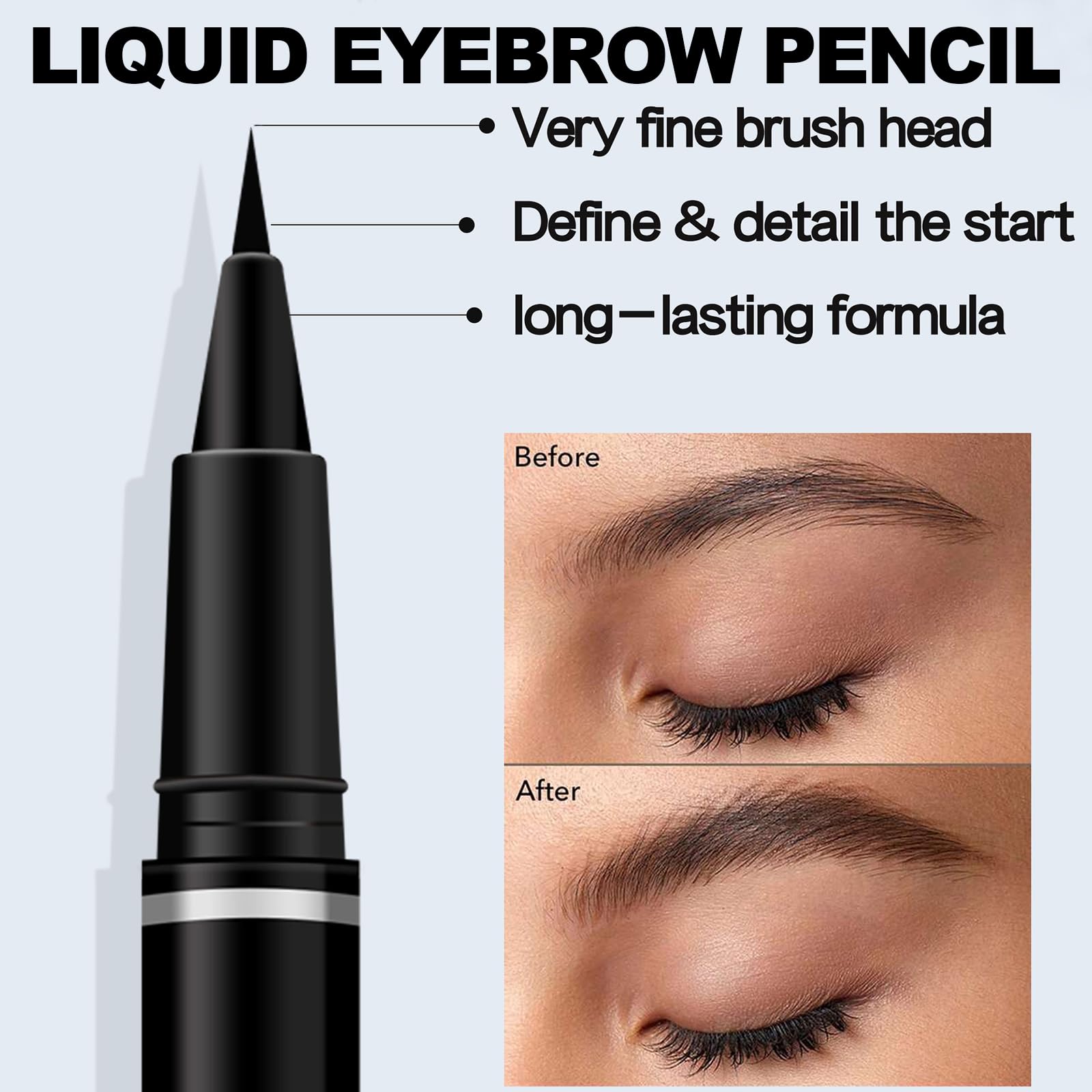 Ponhey 2Pcs Ultra-Fine Waterproof Eyeliner Liquid Eyebrow Pencil Long-Lasting Smudge-Proof Quick Drying Eye Liner