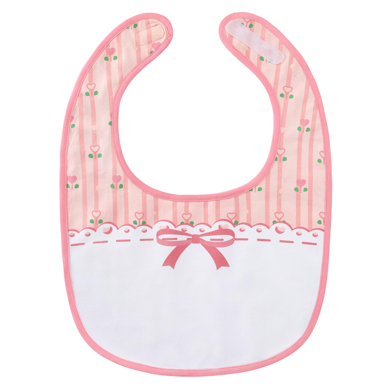 Littleforbig Cotton Waterproof Babydoll Printed Pink Floral Adult Bib with Adjustable Velcro Closure