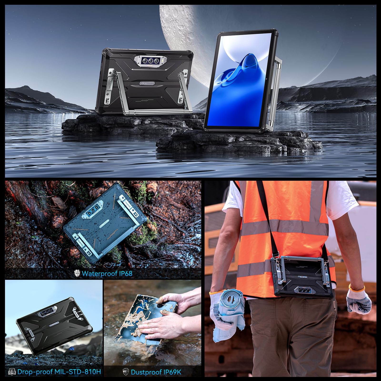 OUKITEL RT7-5G Rugged Android 13 Tablet, 24GB+256GB 1TB Expandable Waterproof Tablet, 10.1 Inch FHD+Tablets, 32000mAh Battery, 33W Fast Charging Tablet PC, 48MP+32MP Camera, 5G WiFi/GPS/T-Mobile