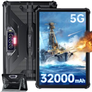 oukitel rt7 rugged tablet android 13, 5g - 32000mah battery waterproof tablet, 33w fast charging, 24gb+256gb tablet pc, 10.1" fhd+tablets, 48mp+20mp night vision camera, dual sim/5g wifi/gps/t-mobile