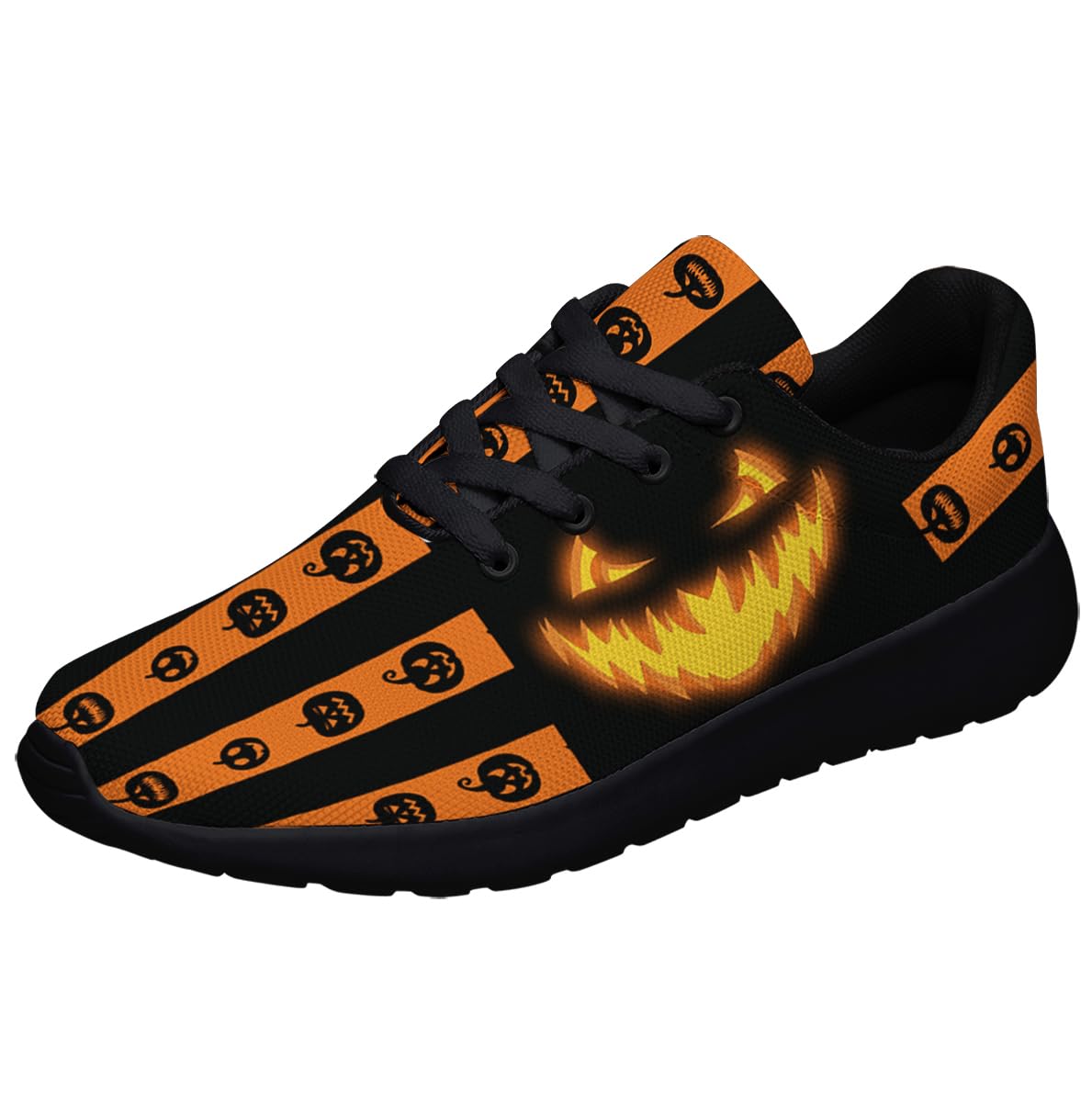 Halloween Pumpkin Shoes for Men Women Running Sneakers Breathable Casual Sport Tennis Shoes Black Size 11.5