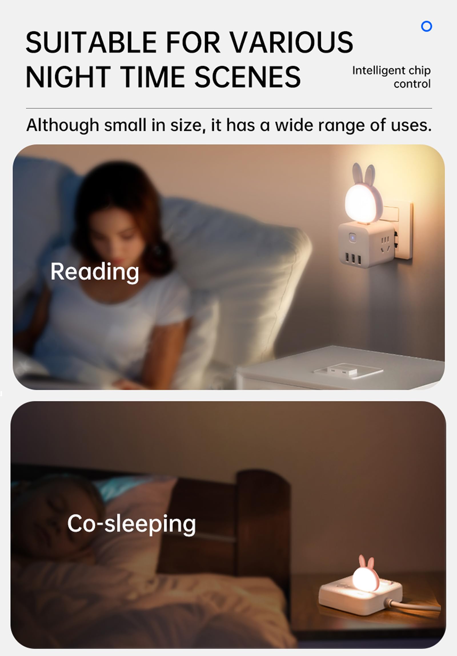 ESPETIO Smart Voice USB Reading Lamp,Mini Night Light for Laptop Keyboard, 3 Color Temperature 360° Flexible Gooseneck Desk Lamp for Bedroom Nursery Kids Room Study Office