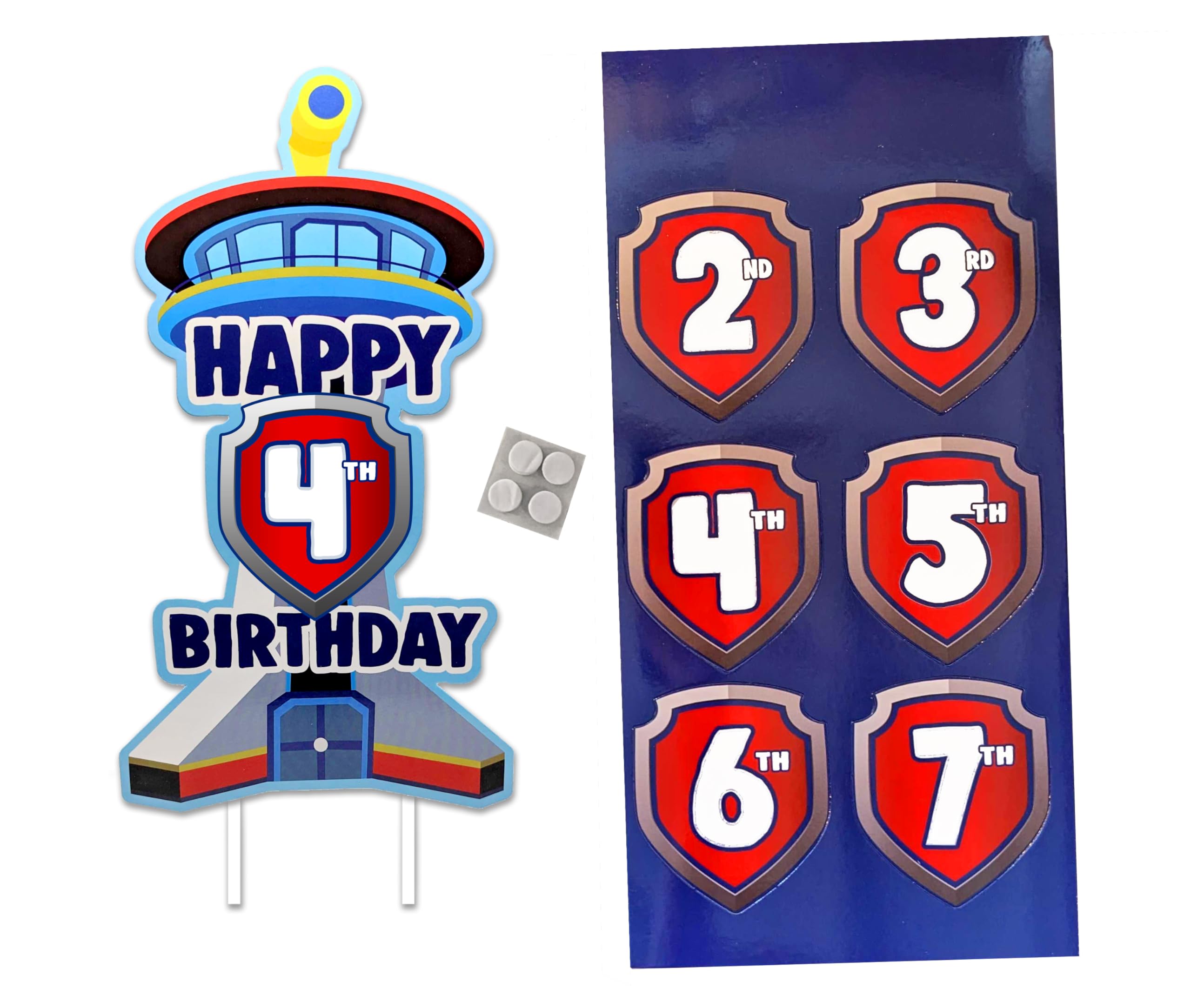 Custom Age Birthday Cake Topper for Patrol Boys and Girls Party Decorations