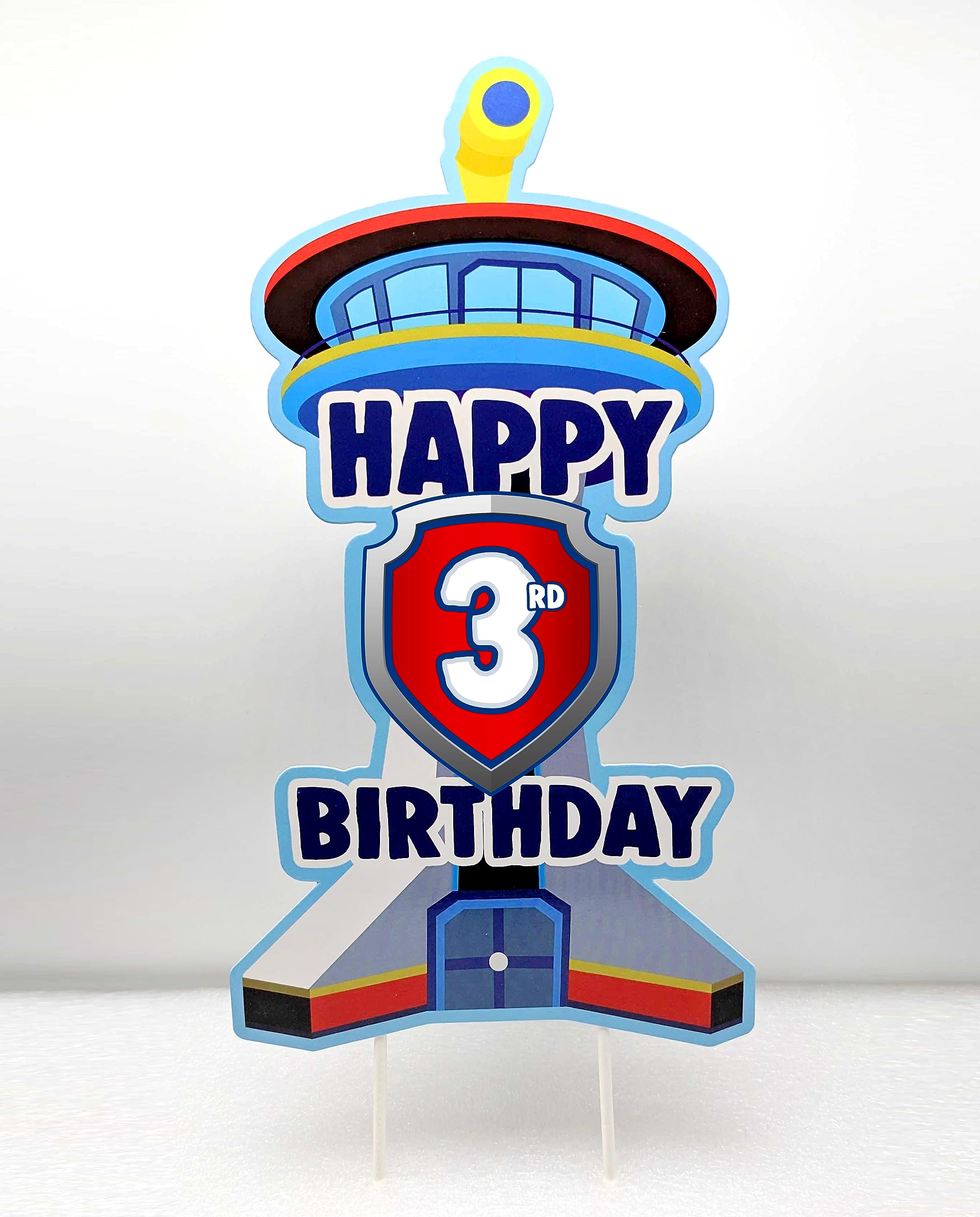 Custom Age Birthday Cake Topper for Patrol Boys and Girls Party Decorations