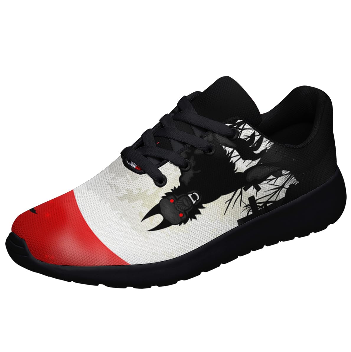 Halloween Shoes for Men Women Personalized Moon Wolf Running Sneakers Breathable Casual Sport Tennis Shoes Black Size 12