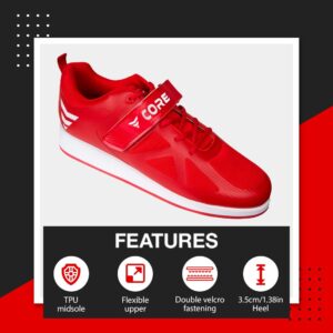 CORE Weightlifting Shoes - Squat Shoes for Men and Women – Weight Lifting Shoes for Powerlifting, Deadlifting & Crossfit - Strap and Lace-Up Gym Shoes – Non-Slip Olympic Lifting Shoes with 1.2" Heels