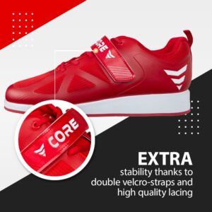 CORE Weightlifting Shoes - Squat Shoes for Men and Women – Weight Lifting Shoes for Powerlifting, Deadlifting & Crossfit - Strap and Lace-Up Gym Shoes – Non-Slip Olympic Lifting Shoes with 1.2" Heels