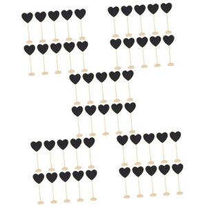 stobok 50 pcs message board wooden blackboards heart chalkboard chalk board name plates chalk boards for tables mini blackboard sign removable name heart plates memorandum detachable