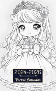 pocket calendar 2024-2026: two-year monthly planner for purse , 36 months from january 2024 to december 2026 | kawaii princess coloring page