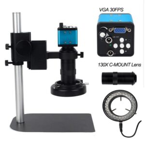 Handheld Digital Microscope Accessories Digital Video Monocular Microscope Set 180X/130X C-Mount 13MP/38MP/48MP 4K HDMI USB Camera Microscope Accessories (Color : 130X 13MP VGA Set)