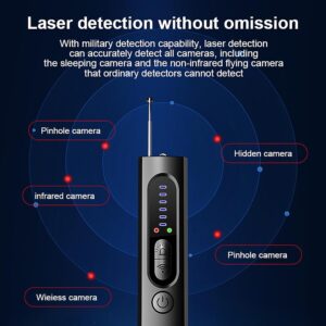 raviad hidden camera detectors, gps tracker detector, listening device detector,anti-spy detector, bug detector electronic sweeper, rf signal detector, 5 levels sensitivity, 30h working time