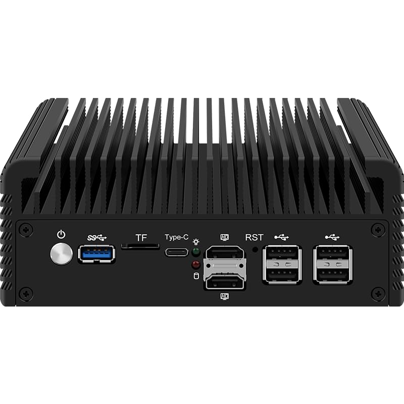 CWWK Fanless Mini PC Intel N Series-N305(8C/8T up to 3.8GHz) Low Power Processor, DDR5, 6x2.5GbE Intel I226V, 4K Display Outputs,M.2 NVMe, SATA3.0, 5 USB Ports, Firewall Router (N305-6L Barebone)