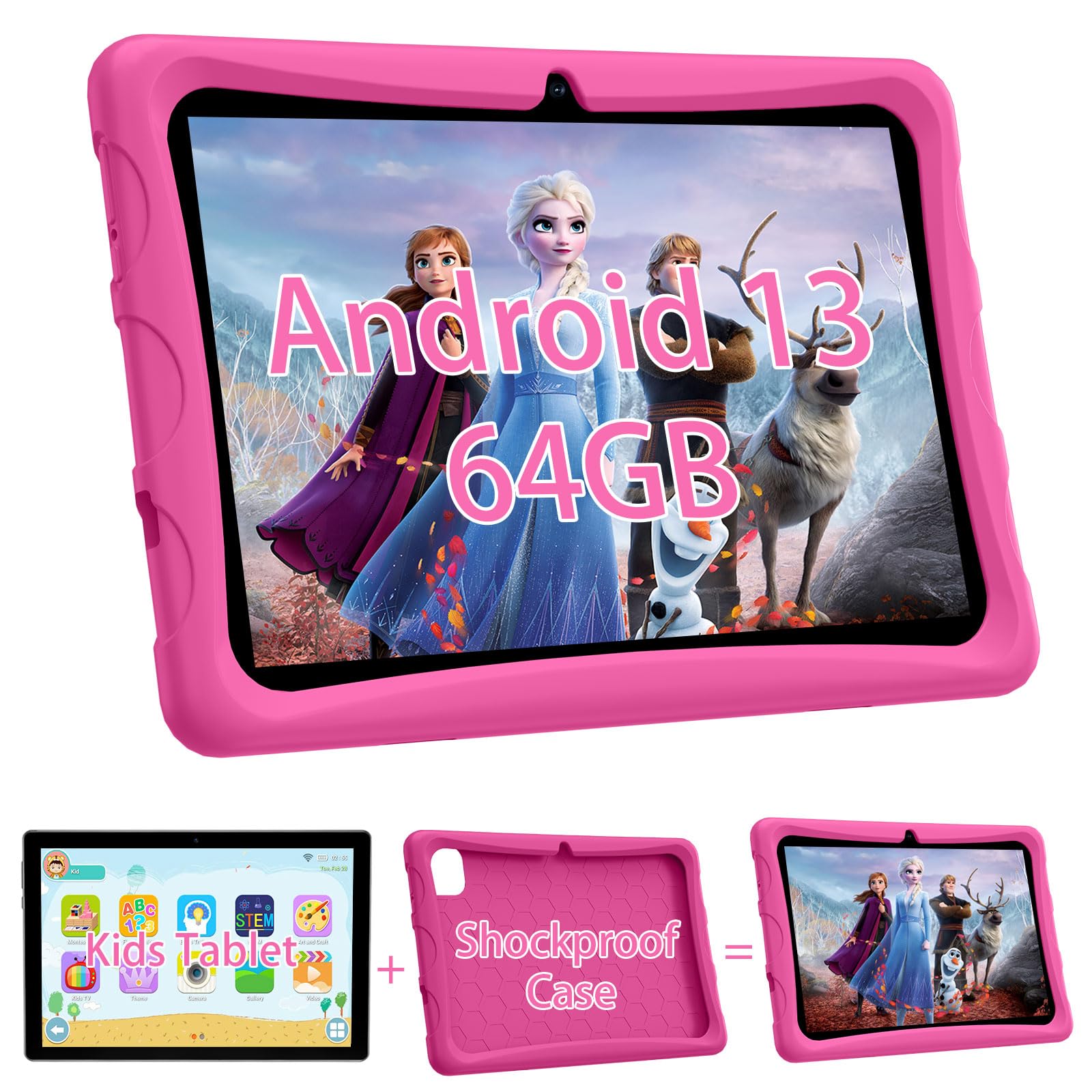 COLORROOM 2024 New 2 in 1 Tablet PC, 10inch Android 13 Tablet with Keyboard, 8GB+128GB, Case, Mouse, Stylus, Quad Core 2.0GHz, HD Touch Screen, Dual Camera, Dual Wi-Fi 6, Bluetooth, Tableta PC