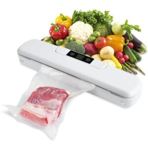 vacuum sealer machine, automatic food saver vacuum sealer machine with 10 vacuum seal bags, compact mini seal a meal vacuum sealer for food storage and saver, 2 models easy options-white