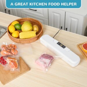 Vacuum Sealer Machine, Automatic Food Saver Vacuum Sealer Machine with 10 Vacuum Seal Bags, Compact Mini Seal a Meal Vacuum Sealer for Food Storage and Saver, 2 Models Easy Options-White