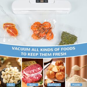 Vacuum Sealer Machine, Automatic Food Saver Vacuum Sealer Machine with 10 Vacuum Seal Bags, Compact Mini Seal a Meal Vacuum Sealer for Food Storage and Saver, 2 Models Easy Options-White