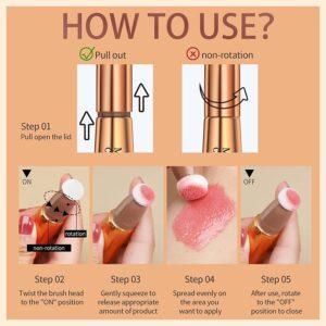 3 Pcs Contour Beauty Wand, Contour & Blush & Highlighter Stick Set with Cushion Applicator, Long Lasting Smooth Natural Matte Finish, Blendable Silky Cream Glowing Makeup Stick