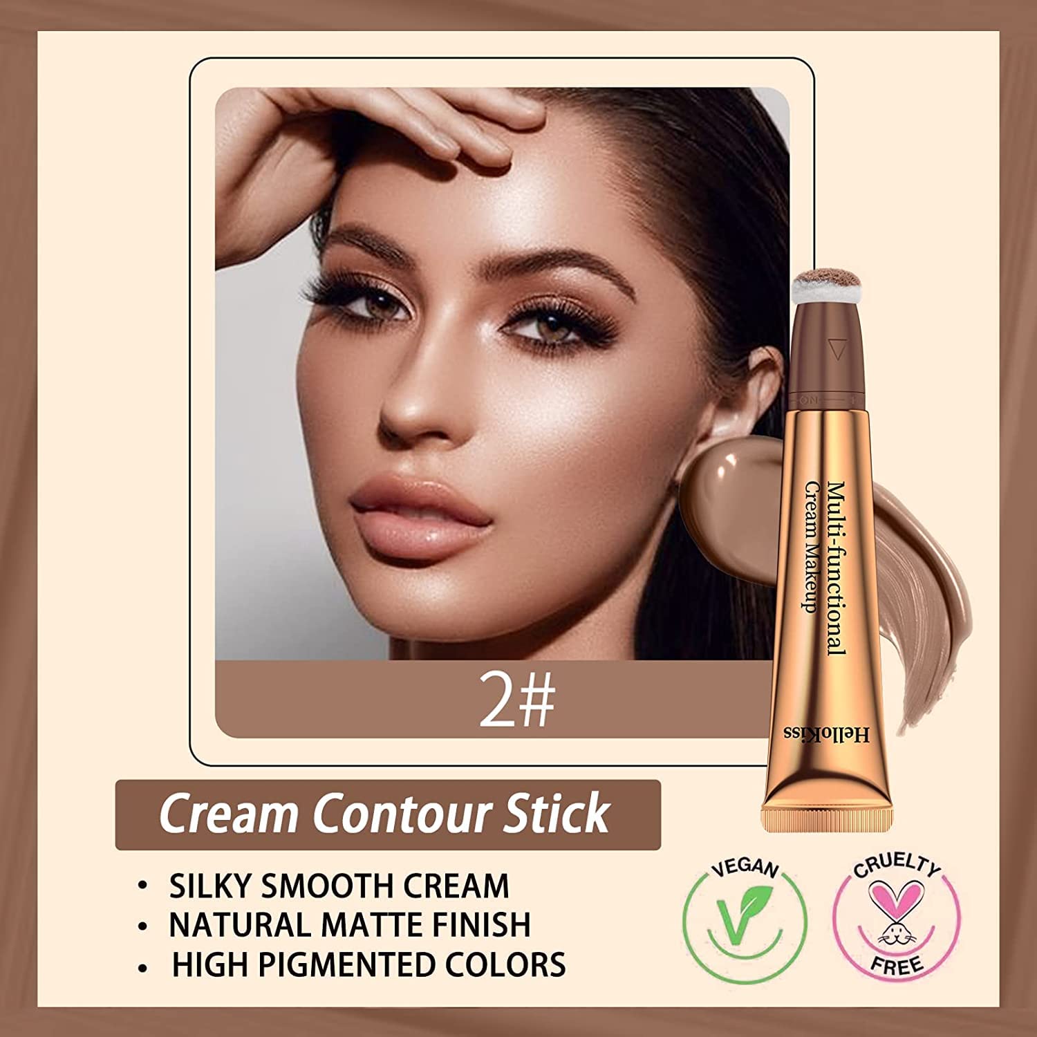 3 Pcs Contour Beauty Wand, Contour & Blush & Highlighter Stick Set with Cushion Applicator, Long Lasting Smooth Natural Matte Finish, Blendable Silky Cream Glowing Makeup Stick