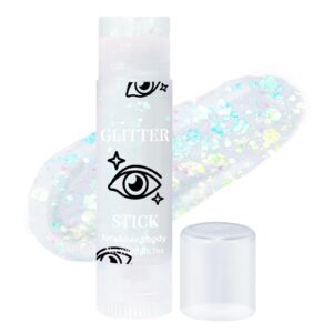 dageda white body glitter stick, mermaid face glitter makeup holographic sequins, hair glitters eyeshadow body shimmer for rave accessories,glitter face paint for women rave festival